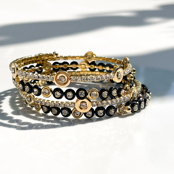 Isla Button Wrap Bracelet | Black Enamel - Idalia Baudo Jewelry